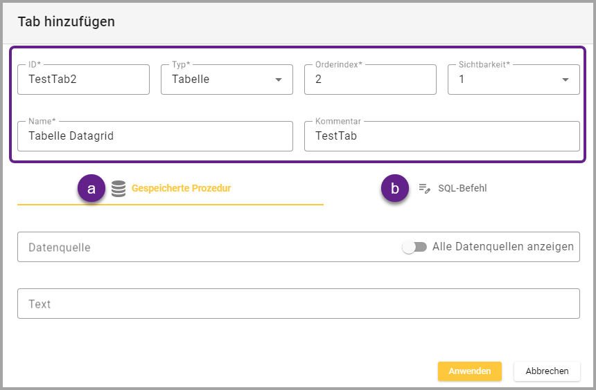 1.3. Tab-Typ: Tabelle (Data Grid)