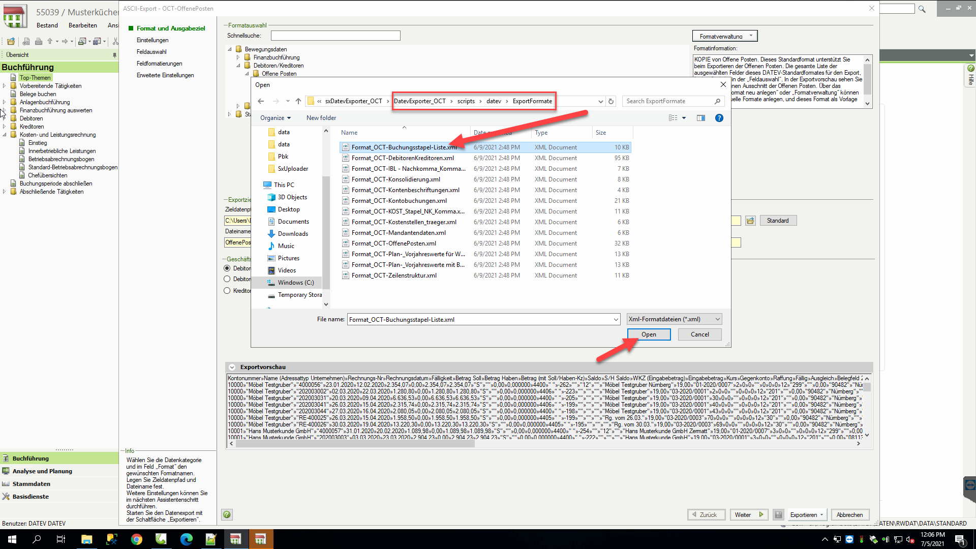 DATEV- Exportformate einspielen